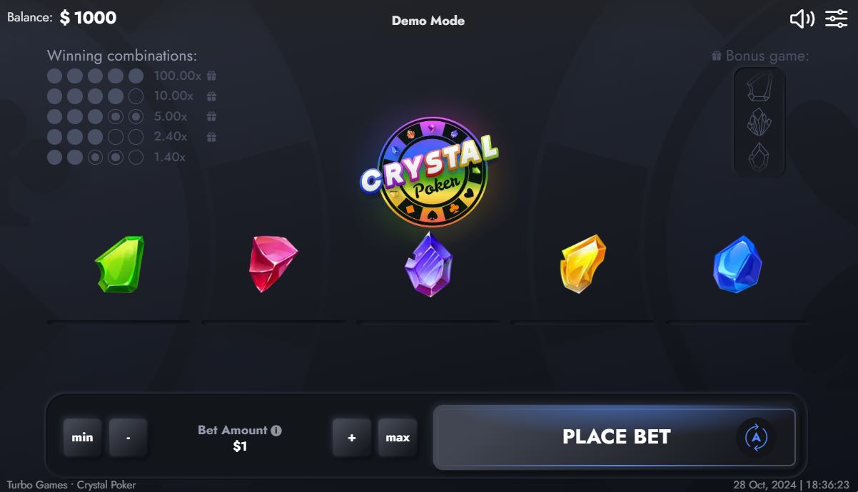 Crystal Poker (Turbo Games) 500 € de bonus pour jouer